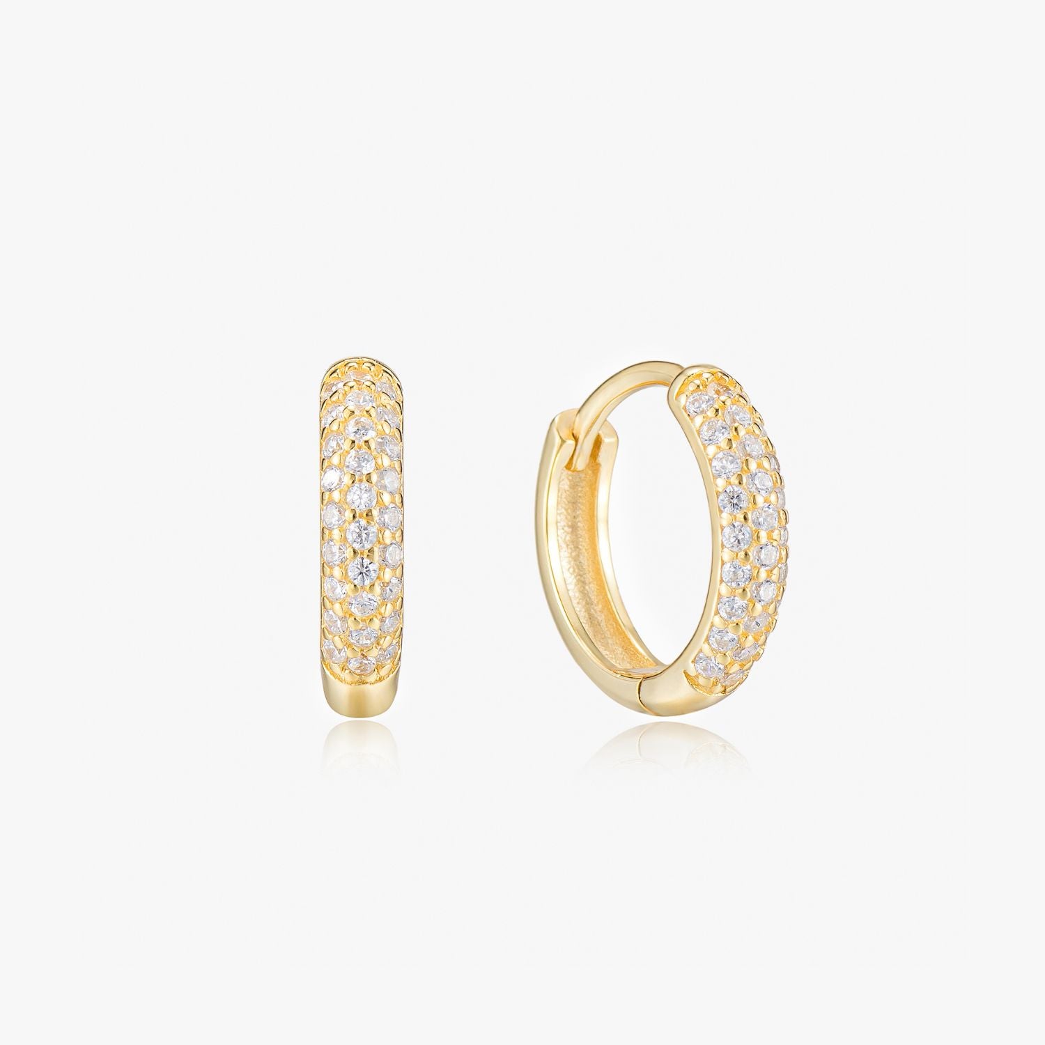 Leah Gold Chunky Pave Huggie Earrings – LYANG & CO.