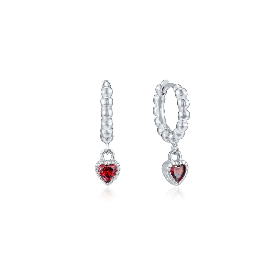Sofia Ruby Heart Silver Drop Earrings – LYANG & CO.