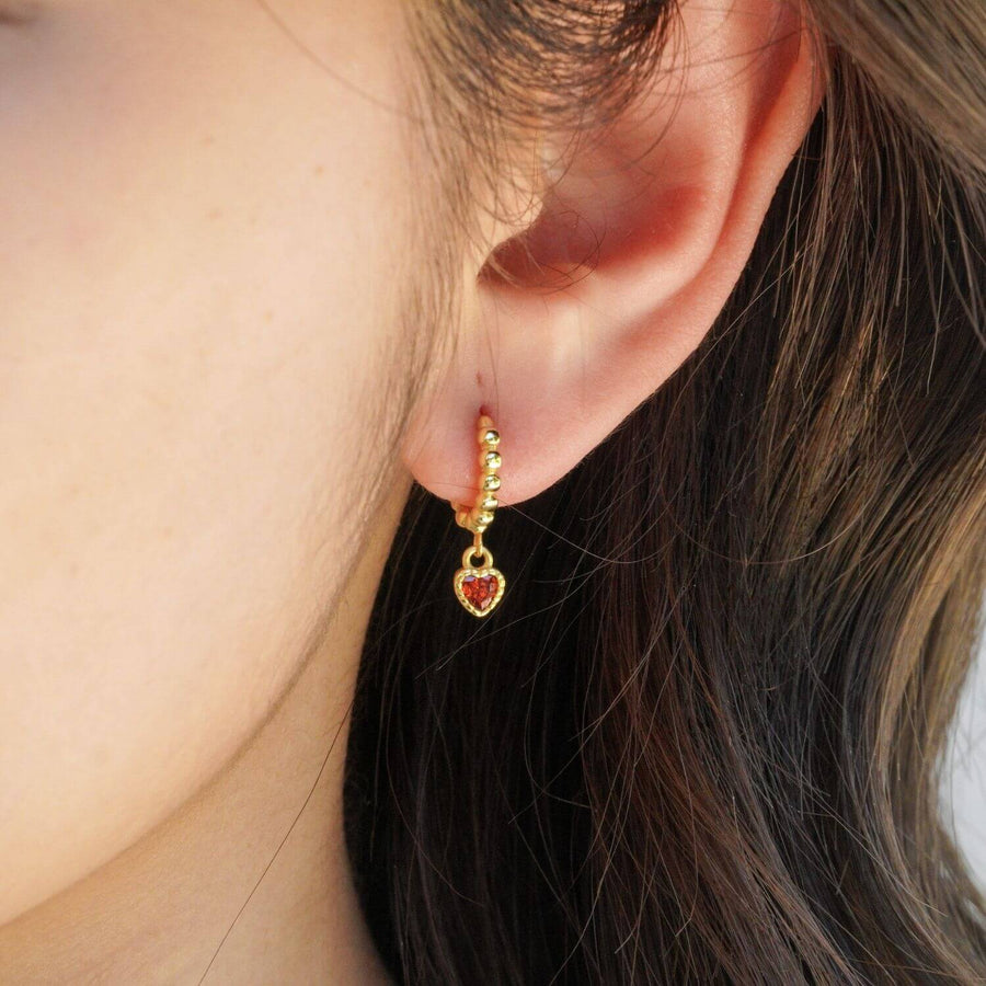 Sofia Ruby Heart Gold Drop Earrings – LYANG & CO.